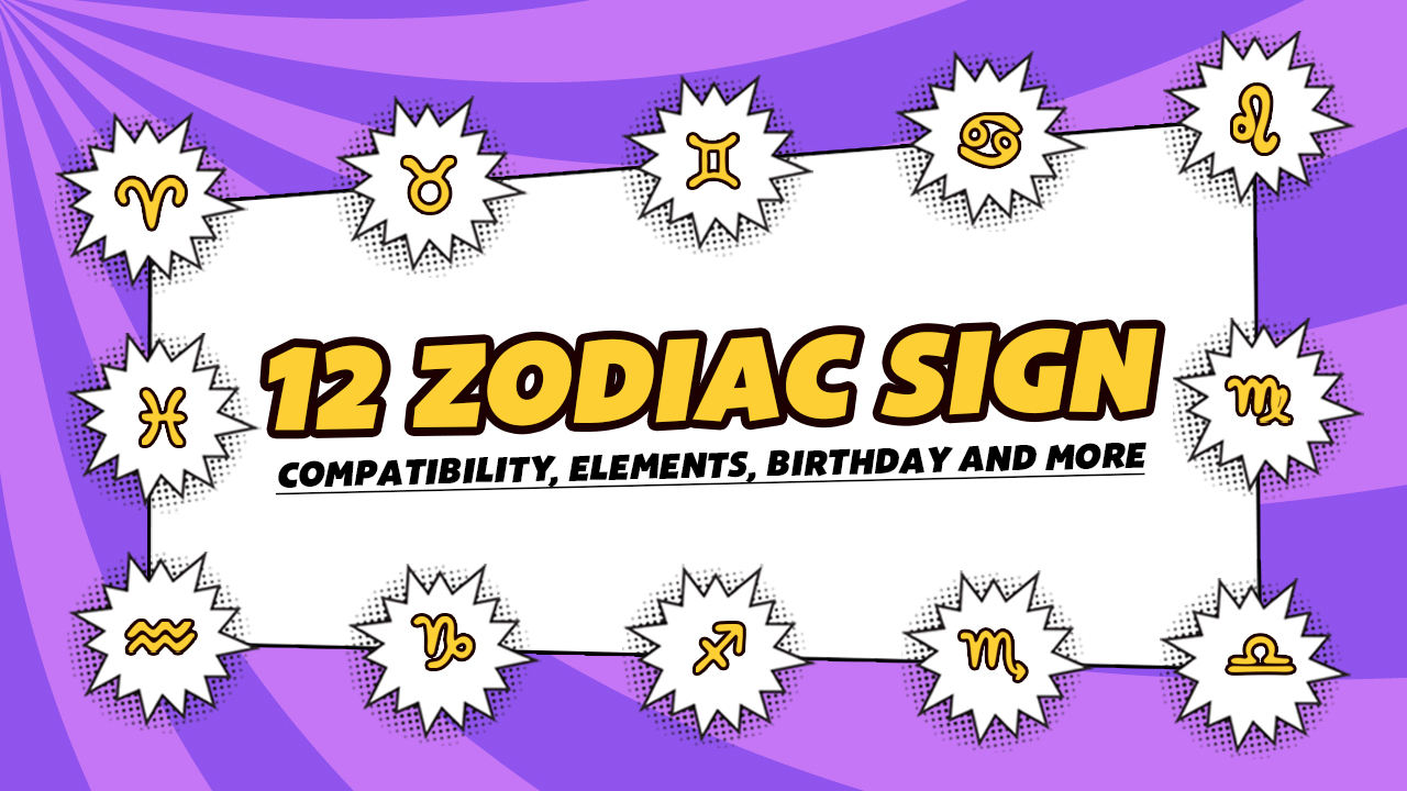 12 Zodiac Signs: Compatibility, Elements, Birthday and More
